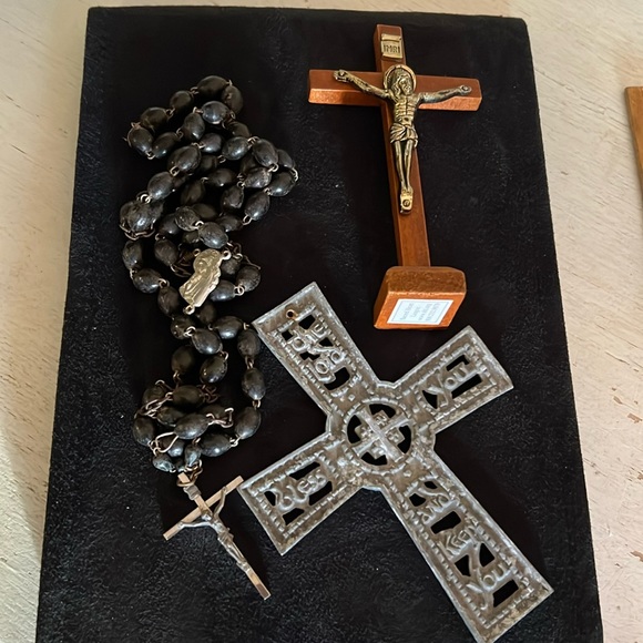 Accents | Vintage Lot Rosary Cross Inri Table Crucifix And Wall Cross ...
